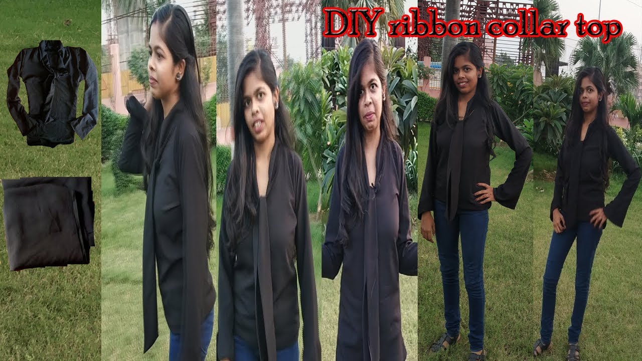 DIY ribbon collar top only in 16:45 Minutes - YouTube