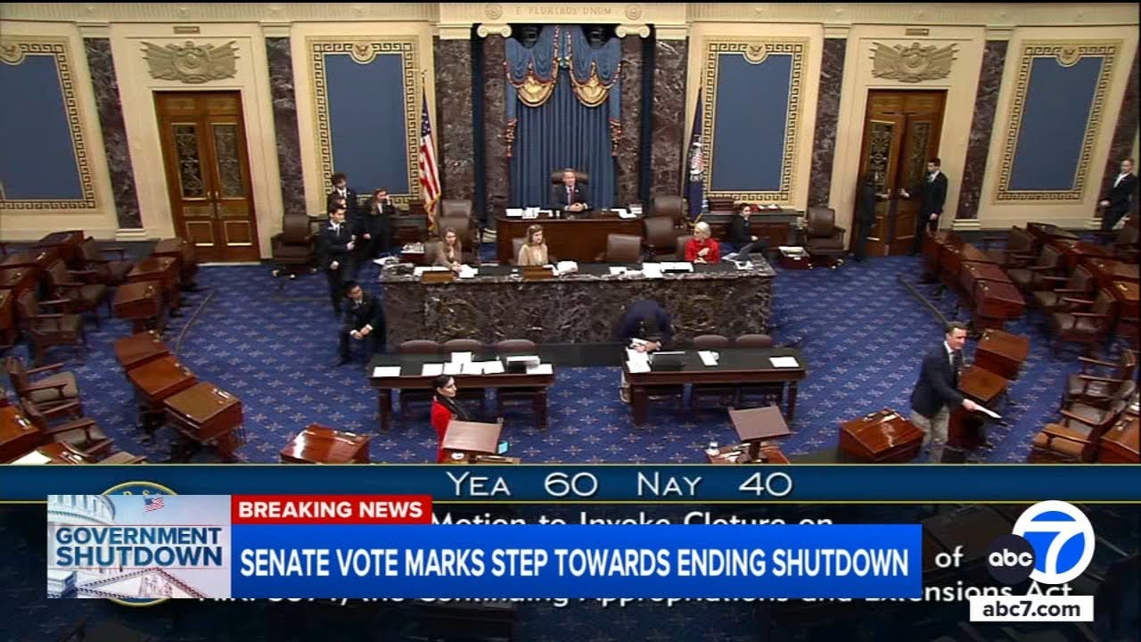 Senate vote marks step towards ending federal shutdown - YouTube