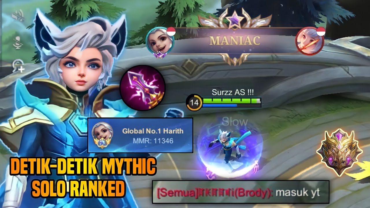 HARITH TOP 1 GLOBAL BACK TO MYTHIC SOLO RANK MENGGUNAKAN BUILD HARITH ...