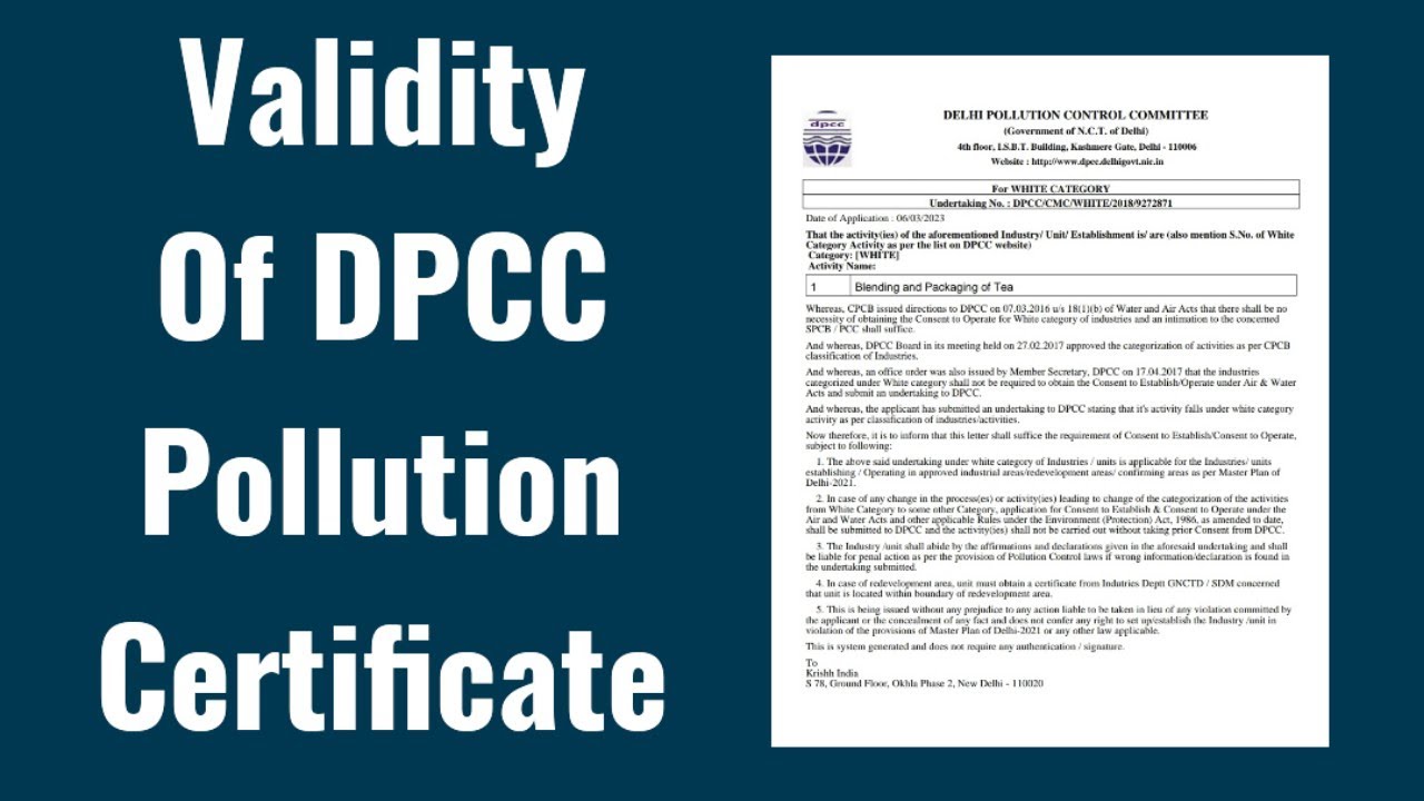 What Is The Validity Period Of DPCC Pollution Certificate | Validity Of ...