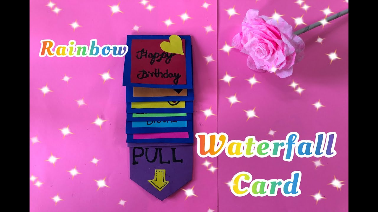How to make Rainbow Waterfall Card || Easy Greeting card Idea || - YouTube