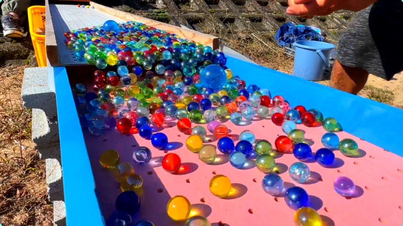 Marbles lined up and rolled ☆ Handmade wooden marble run ASMR #22 - YouTube