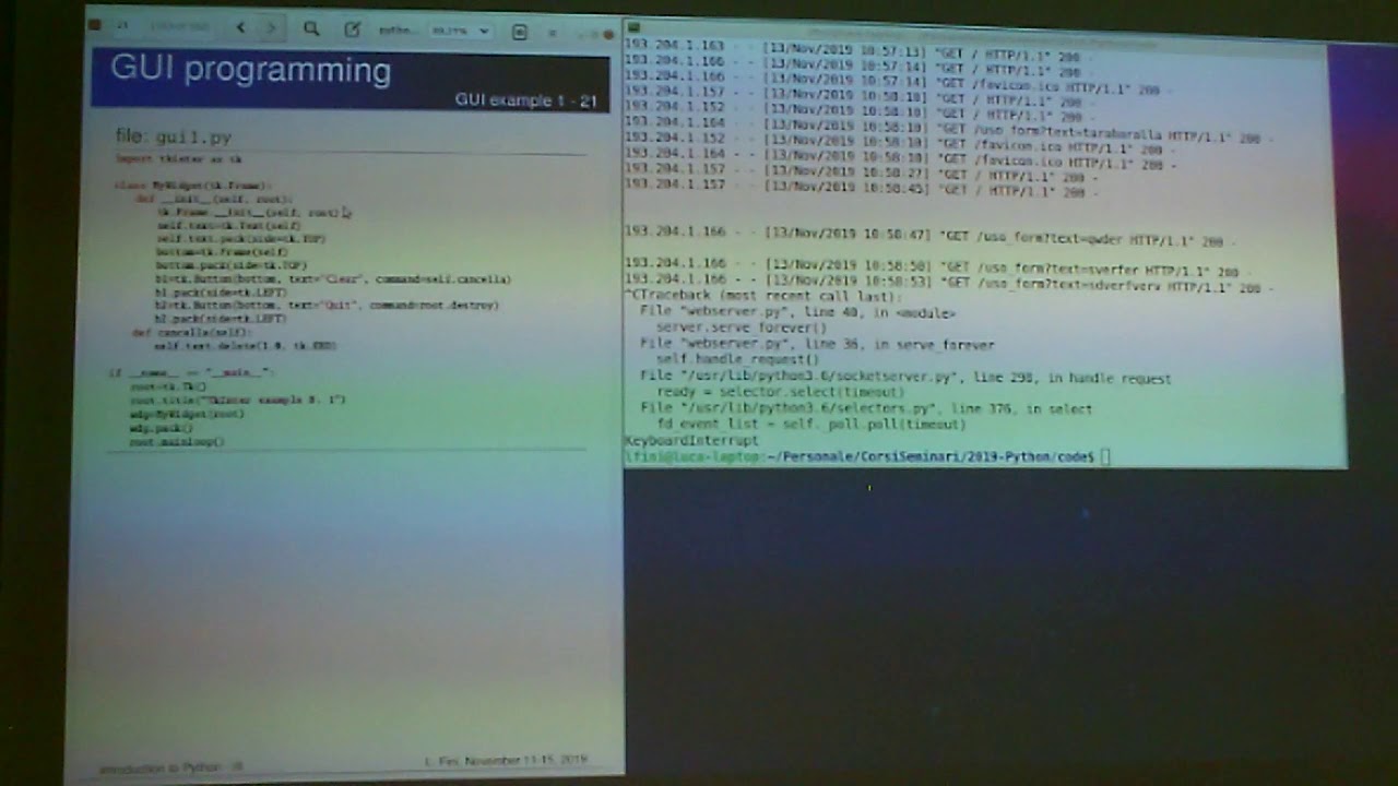 Ciclo Lezioni su Python - Luca Fini - 13 nov 2019 3 - YouTube