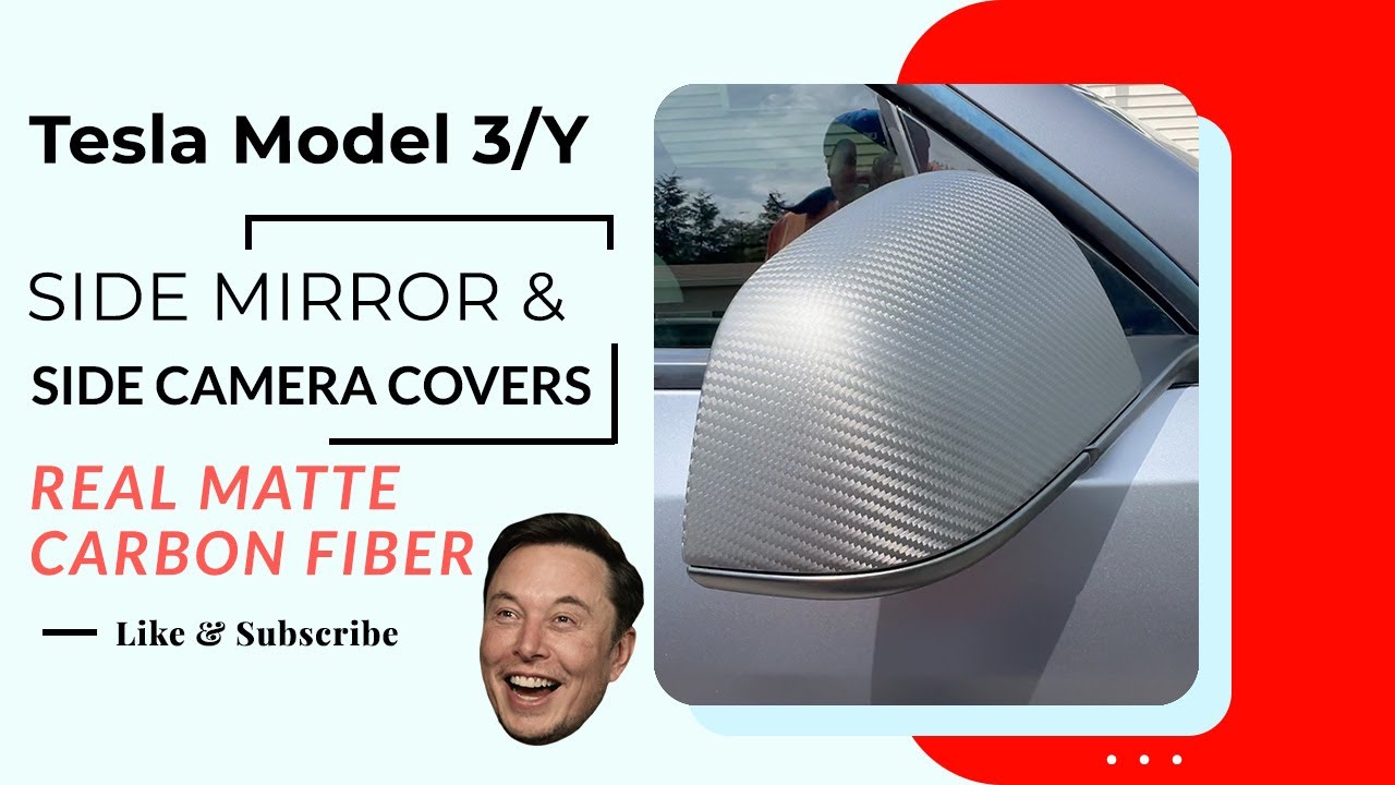 Tesery - Tesla Model 3/Y Matte Carbon Fiber Side Mirror & Side Camera ...