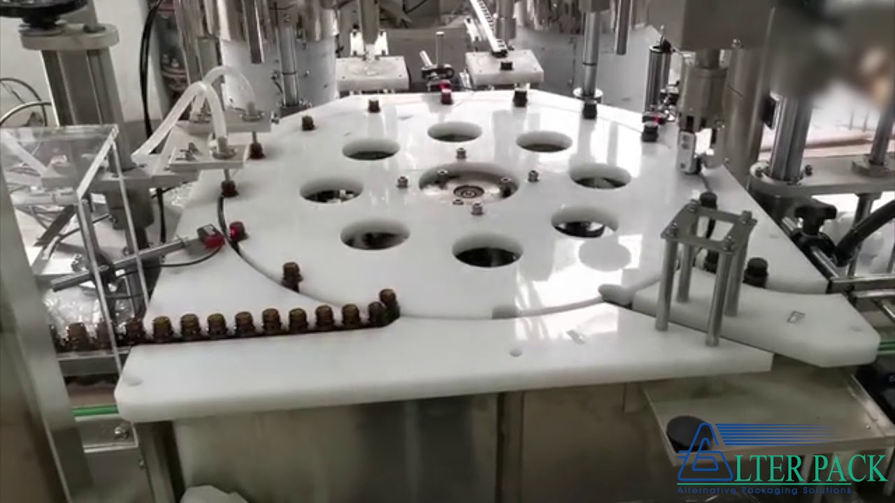 CBD, Cannabis oil filling machine with dropping cap - YouTube