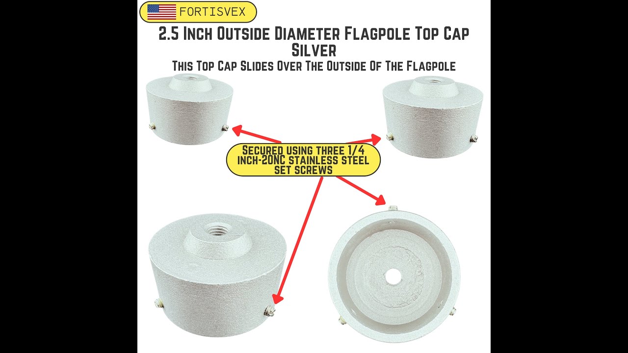 2.5 Inch Outside Diameter Flagpole Top Cap Silver 340275 FORTISVEX ...