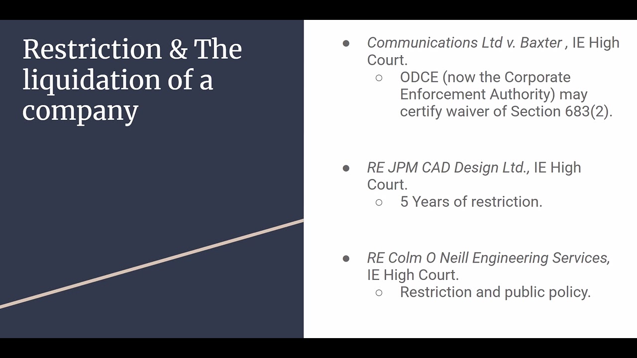 Irish Company Law: Restriction of Directors in Irish Law. - YouTube