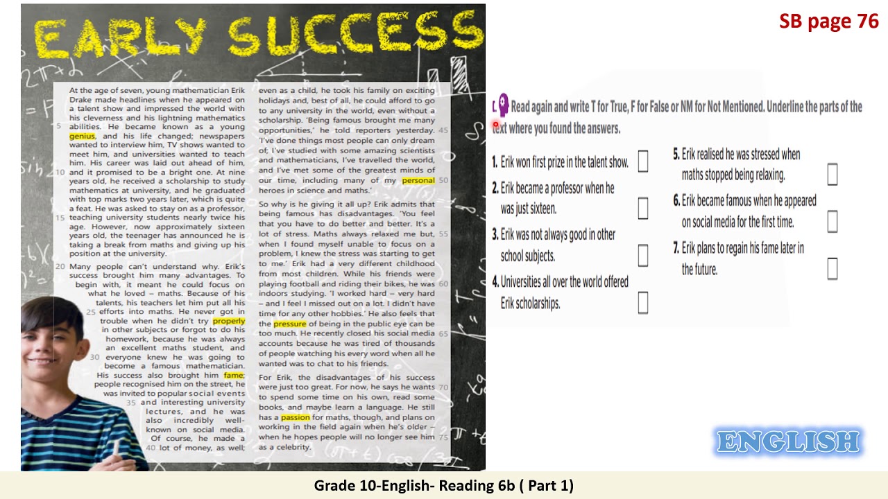 Grade 10 English Reading 6b part 1 - YouTube