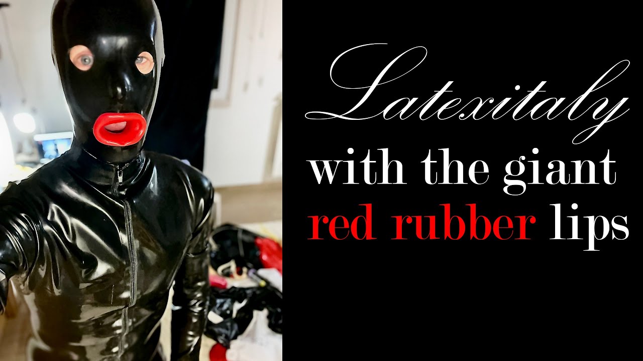 With the red rubber lips #latexmask #rubbermask #rubberman #redlips # ...