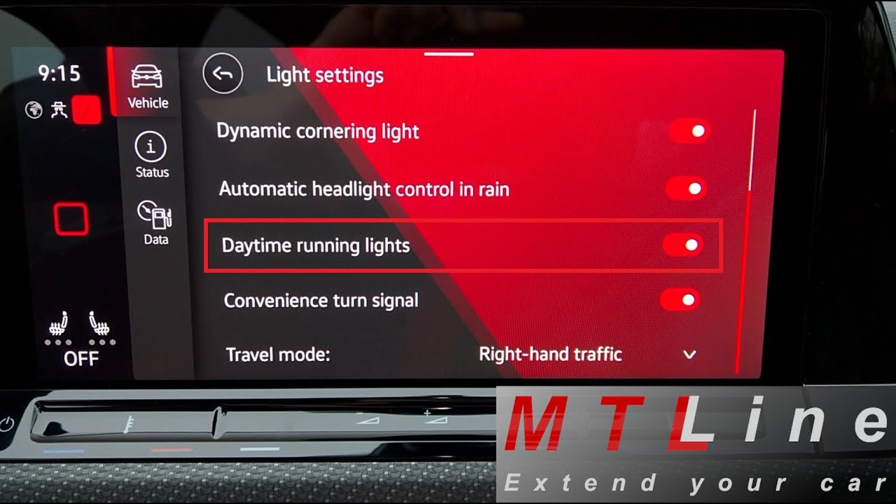 VW Golf 8, MY2020 - activation of DRL menu option - vključitev menija ...