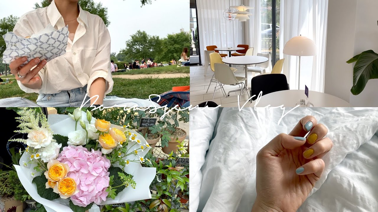 Eng Vlog 여름 한 가득 브이로그 가로수길 맛집 투어 한강 나들이 네일바르기 여름 관리 여름 간식 자연