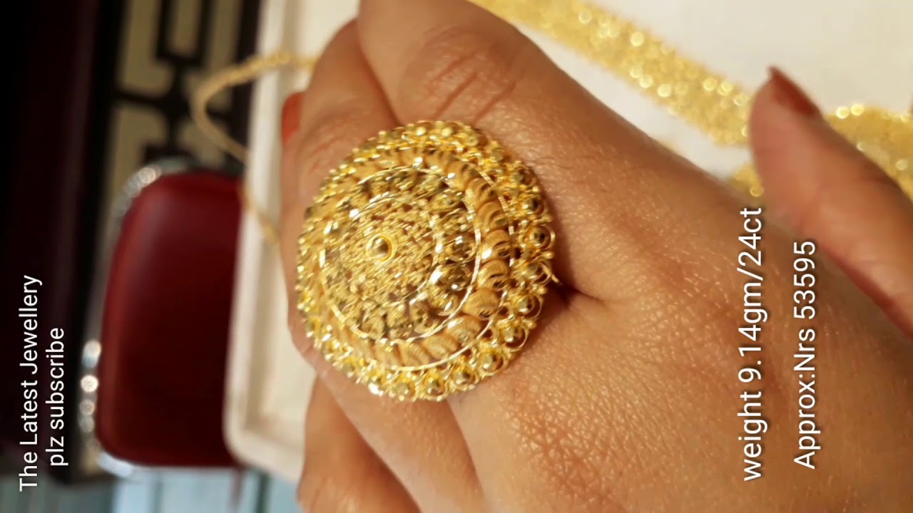 Latest Gold Long Har Necklace Ring With Earring Designs - YouTube