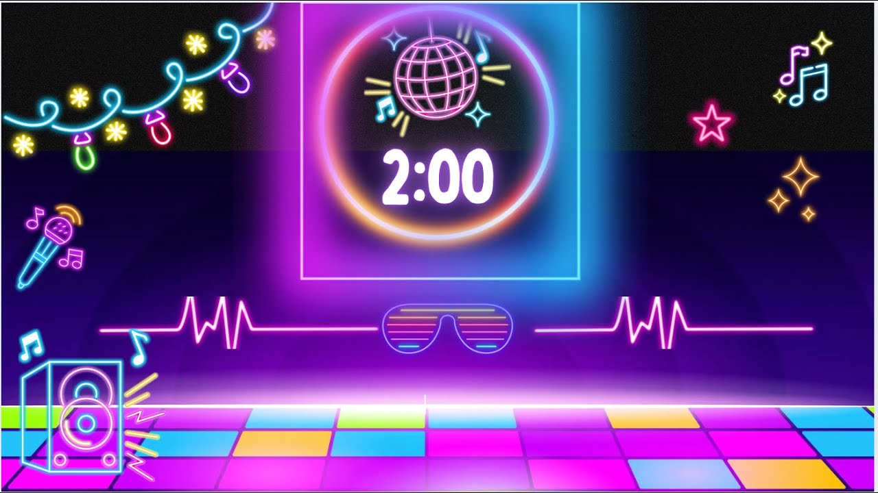 Neon Pink and Blue Disco 2 Minute Timer - YouTube