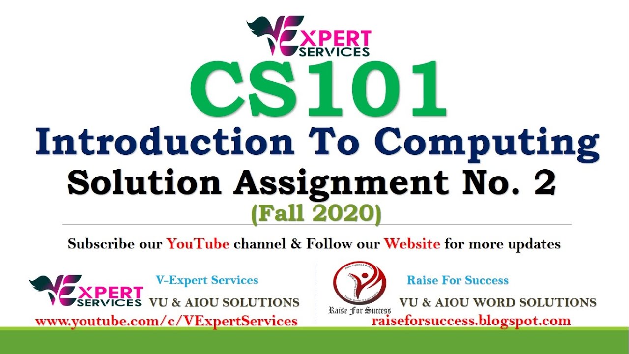 Solution Assignment No 2 Cs101 Introduction To Computing Fall 2020