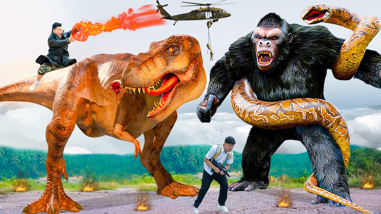 Last Blockbuster T rex Attack | T-rex Chase | Jurassic World 2024 ...