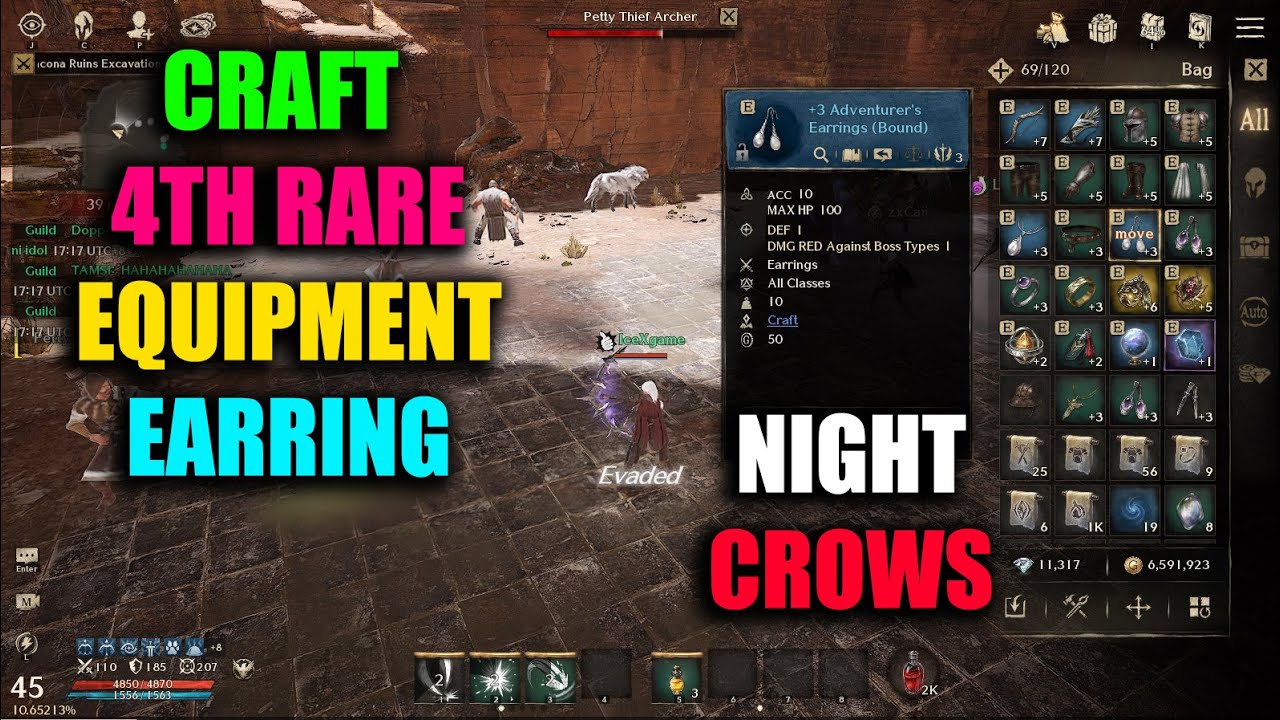 Night Crows Craft 4th Rare Equipment Earring - YouTube