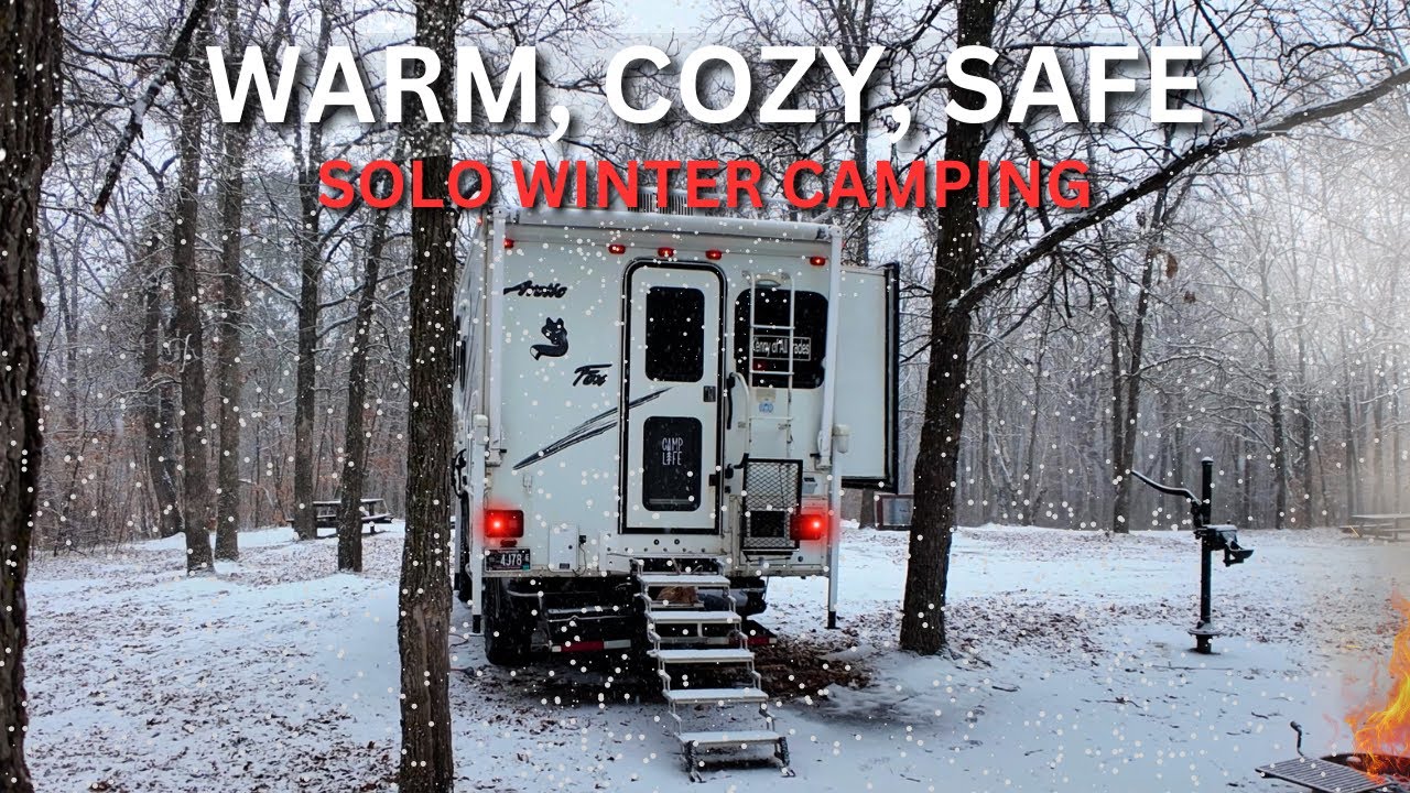 Relaxing Winter Snow Day / Staying Warm and Cozy in the Camper - YouTube
