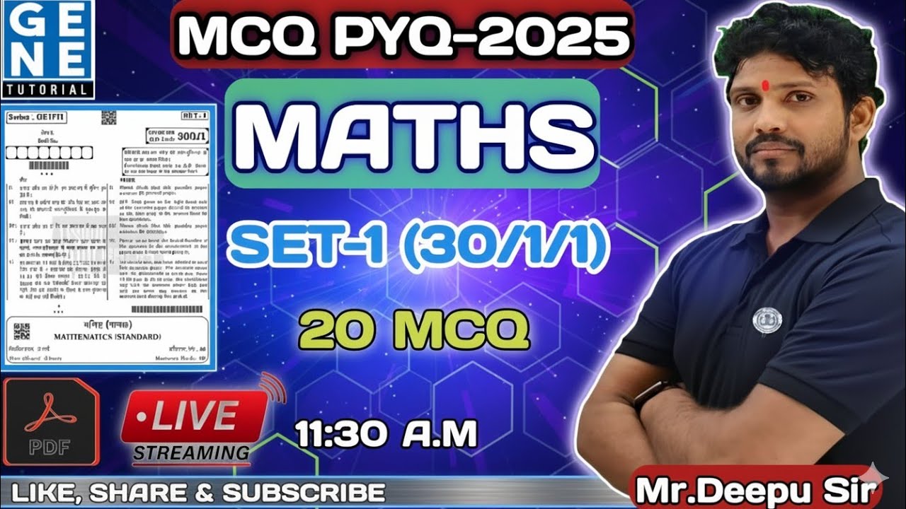 🔥 Class 10 Maths PYQ 2025 Set 1 | All MCQ Questions with Solutions ...