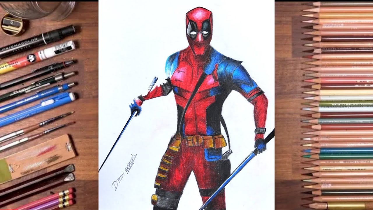 Drawing Deadpool ( Wade Wilson ) - Time-lapse | DrawSenesh - YouTube
