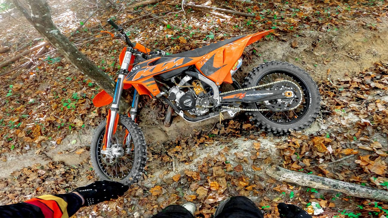 Woods Riding on KTM 150 - Hit a Tree - YouTube