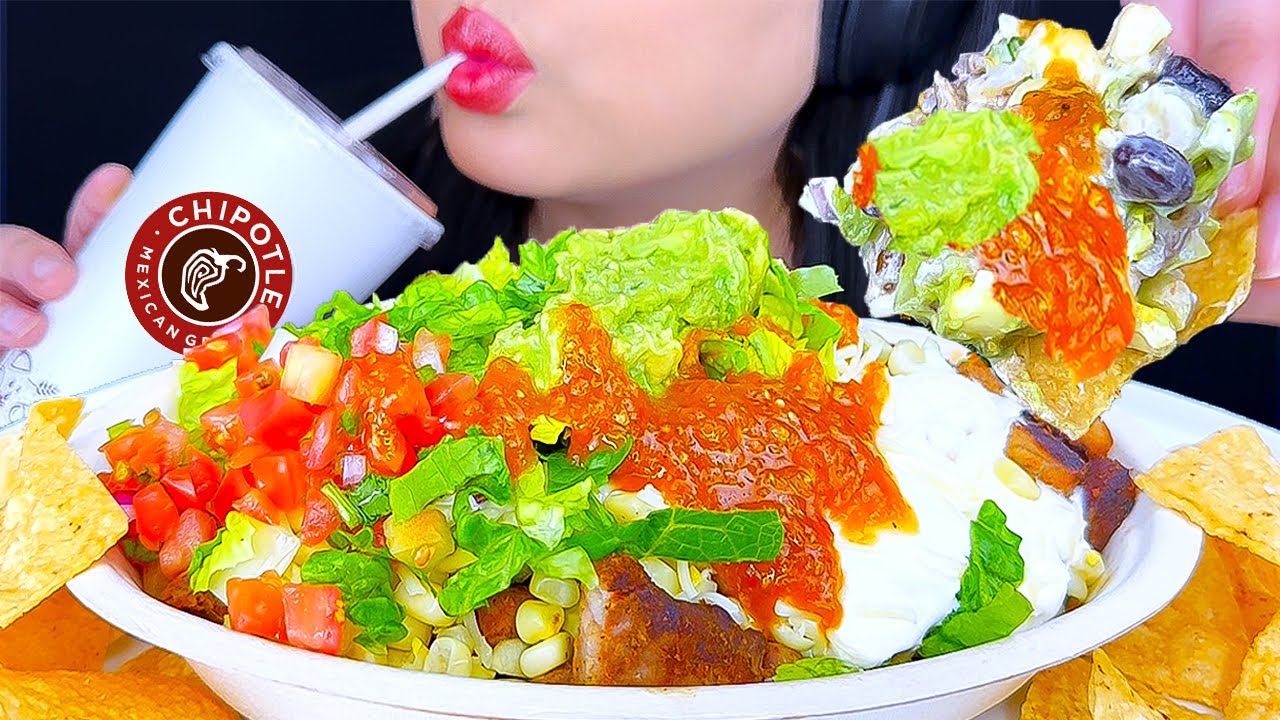 ASMR MUKBANG | Giant Burrito Bowl From Chipotle | Eating Sounds | ASMR ...