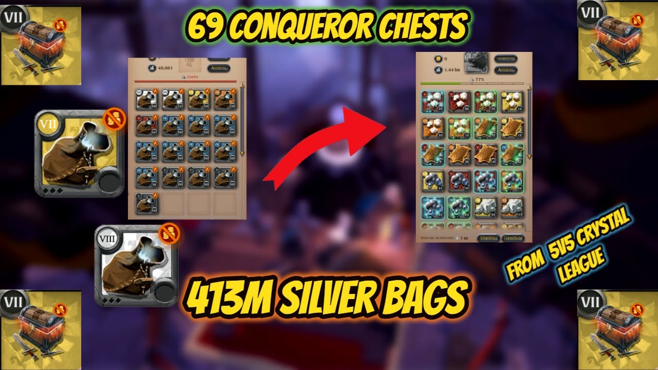 OPENING 413M SILVER BAGS+ 69 CONQUEROR CHESTS- ALBION ONLINE - YouTube