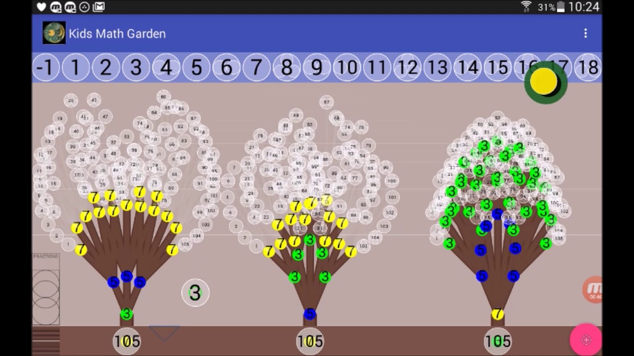 Kids Math Garden 105 /3 /5 /7 - YouTube