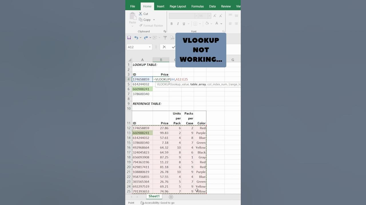 VLOOKUP Not Working? - Part 2 | Fix It With Absolute References! #excel #excelyourself # ...