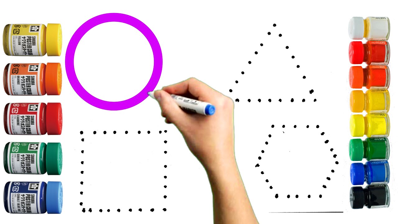 Drawing shapes today Circle Tringle Square Hexagon #colourdrawing - YouTube