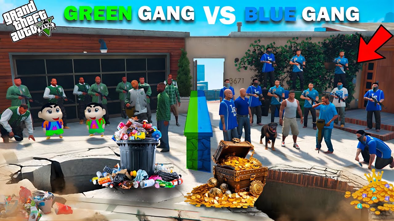 Shinchan Green Gang VS Franklin Blue Gang Treasure Hunting Challenge In ...