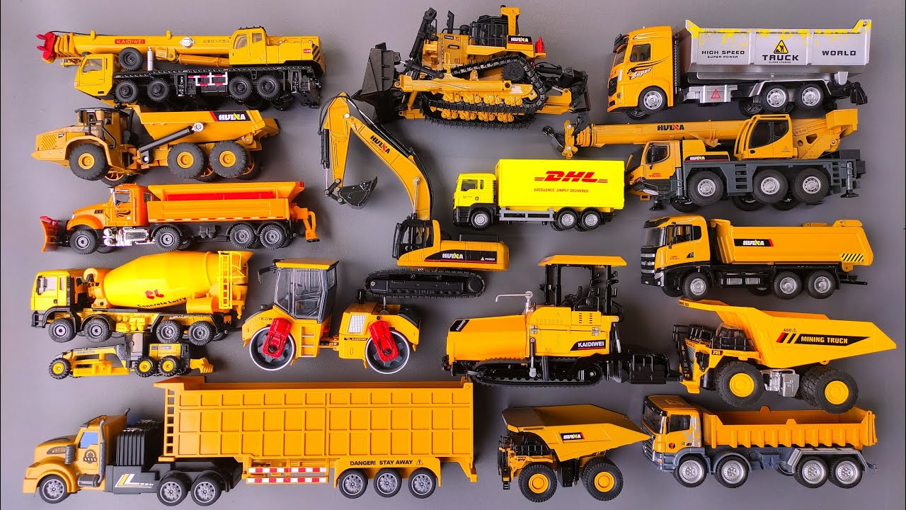 Box Full of Heavy Equipment Diecast, Bulldozer, Excavator, Compactor ...