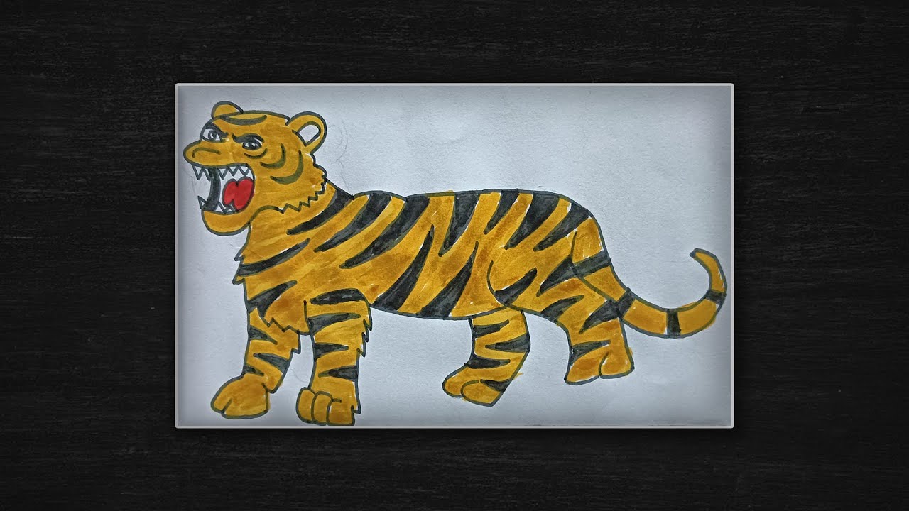 Tiger Drawing Most Simple Ever | How to Draw a Tiger Easy | Animal ...