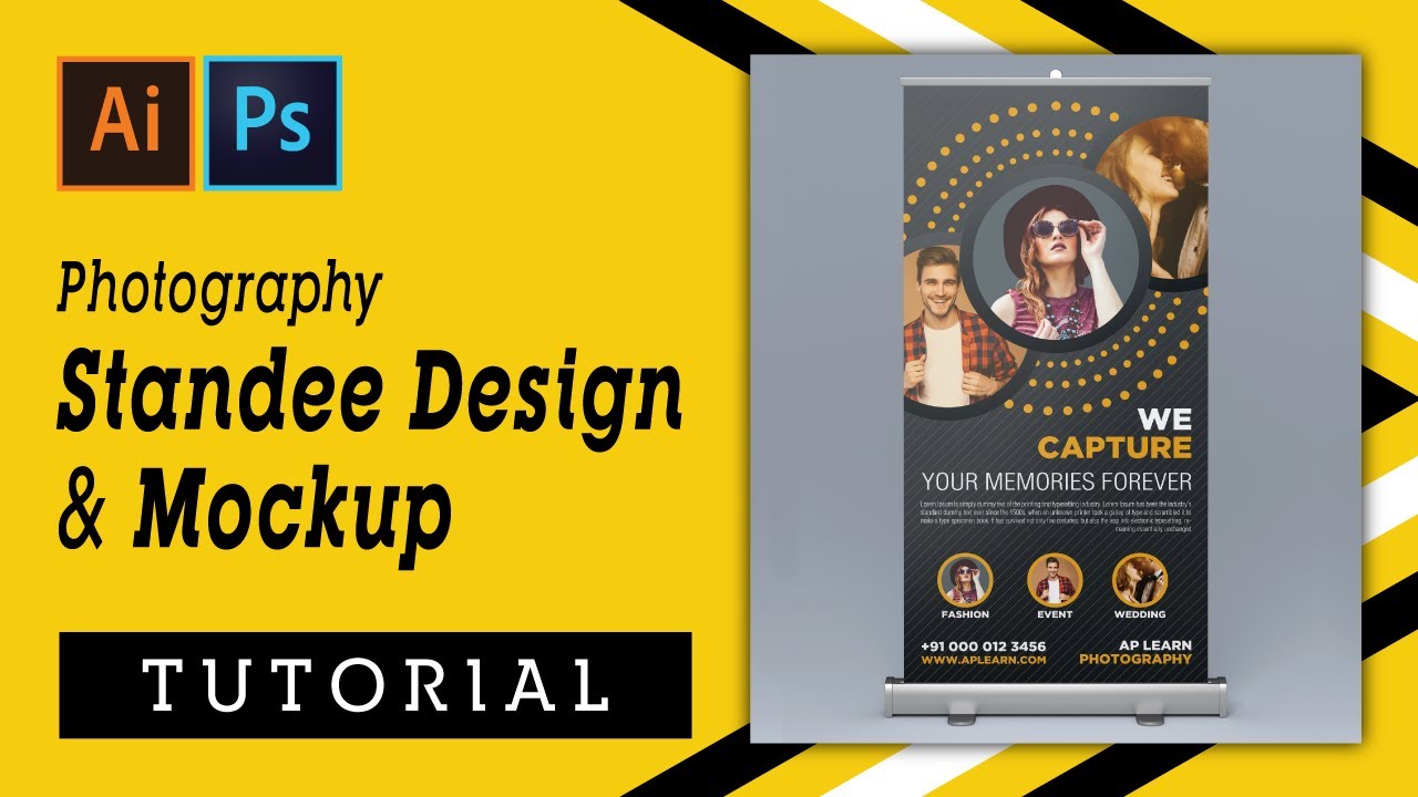Roll up Photography Standee Banner Design with Mockup in Adobe ...