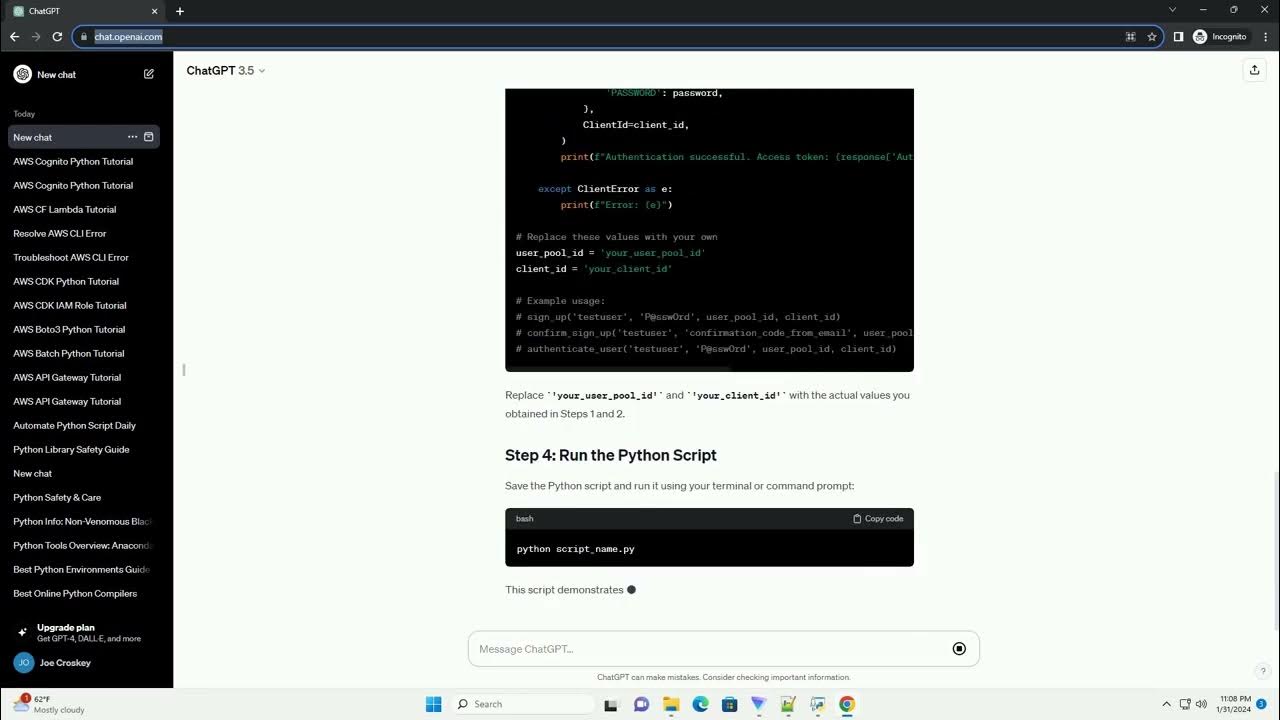 aws cognito with python - YouTube