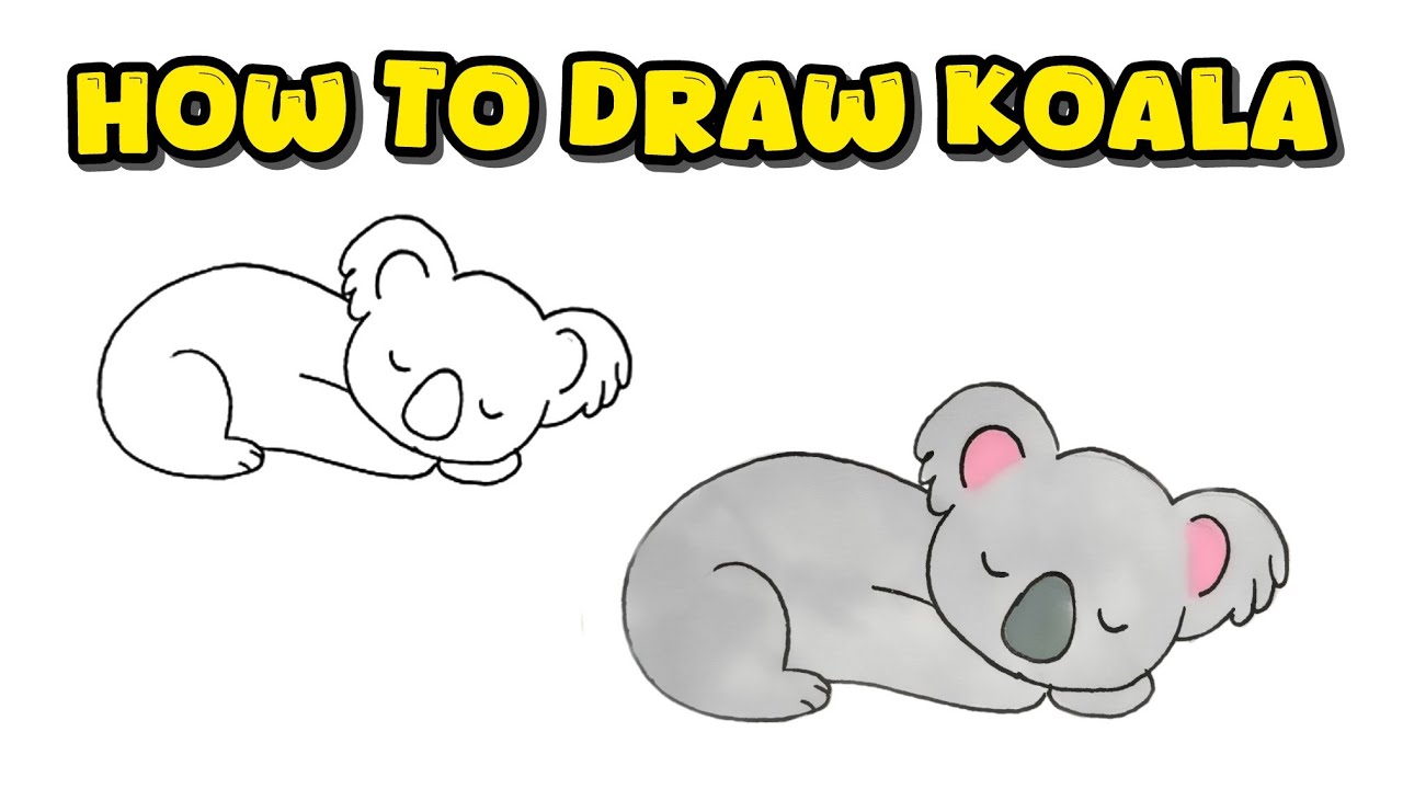 How to Draw a Sleeping Koala – Cute Animal Drawing with Colors - YouTube