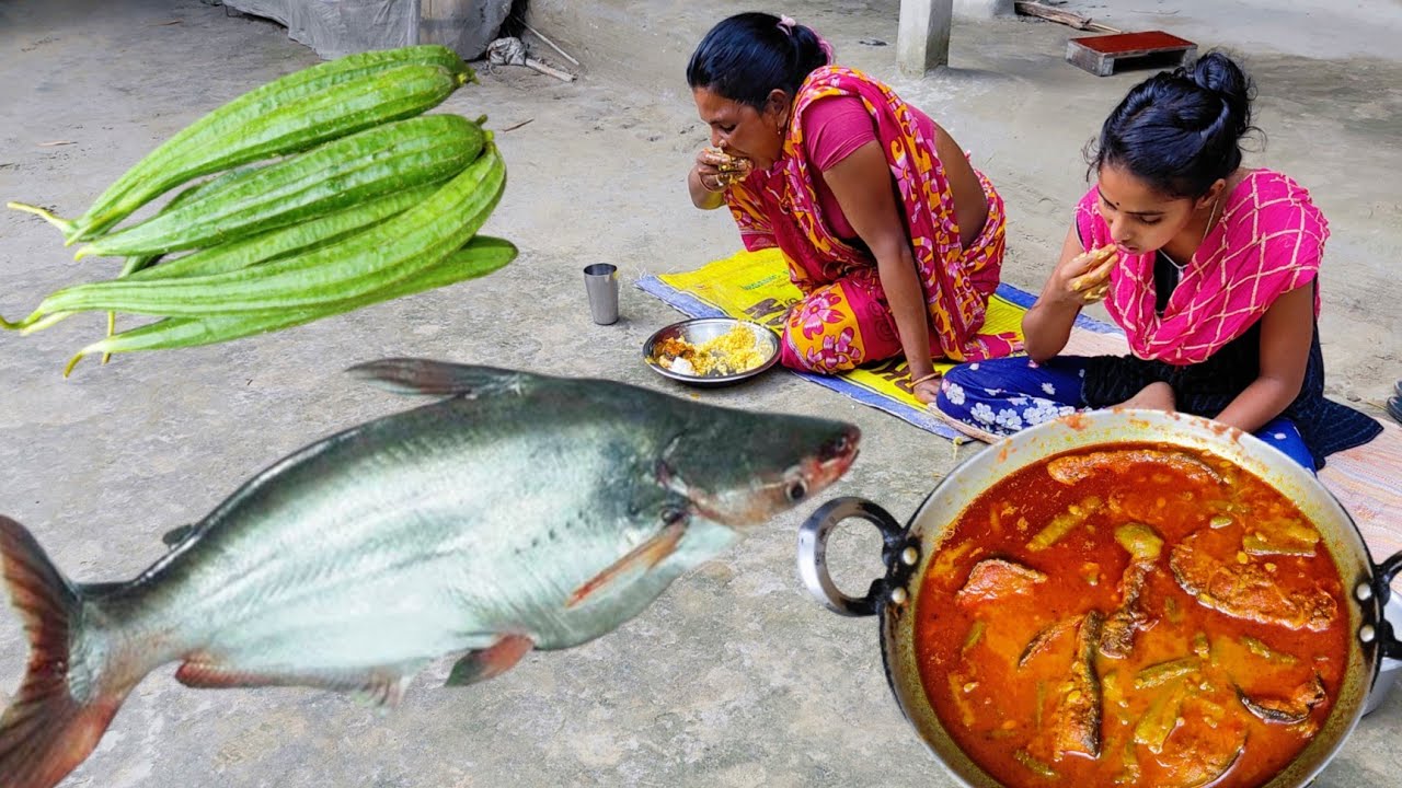 How to cook Pangas fish recipe with jhinge by santali girl | rural ...