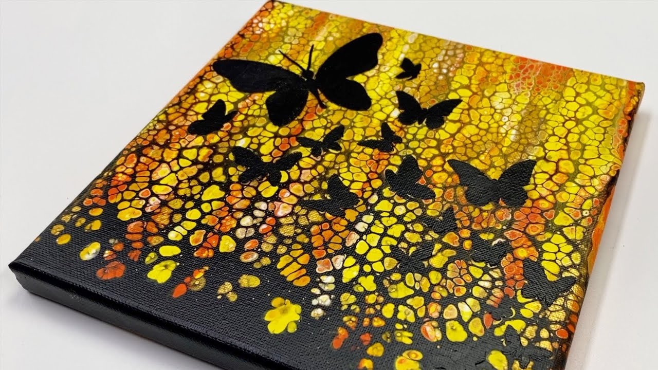 120. BUTTERFLIES AT SUNSET | Acrylic Swipe | Acrylic Pouring Tutorial ...