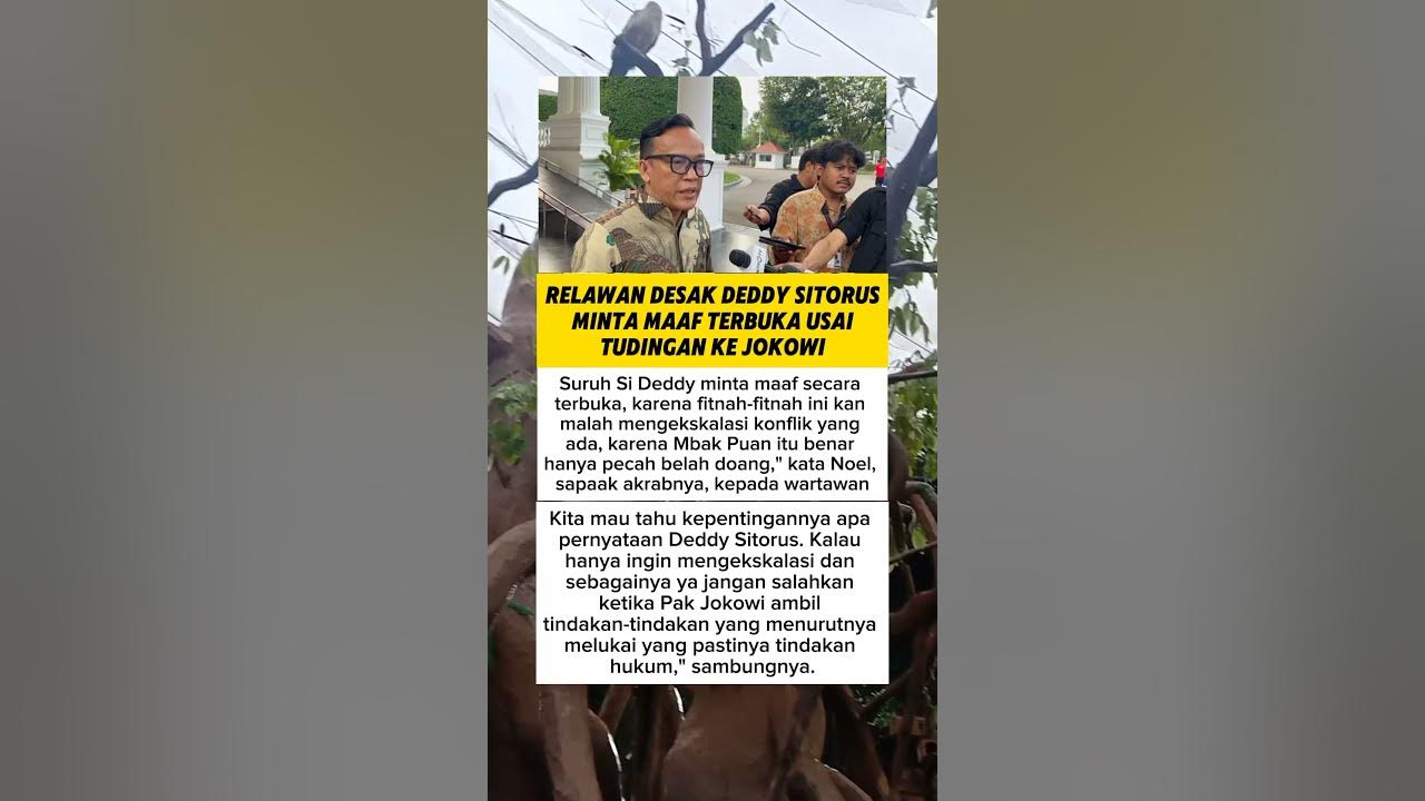 Relawan Desak Deddy Sitorus Minta Maaf Terbuka Usai Tudingan ke Jokowi#shortvideo - YouTube