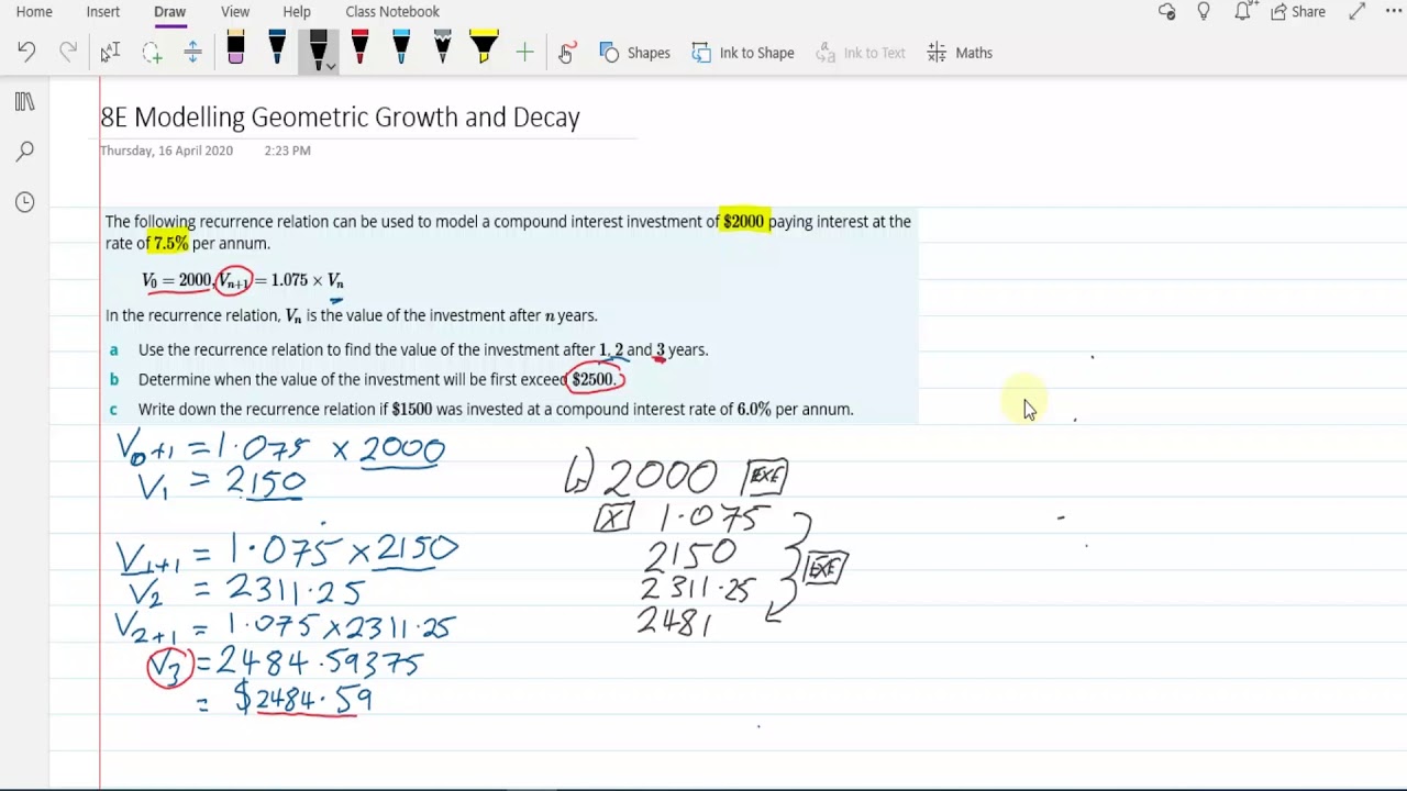 Compound Interest with Recurrence Relations 8E - YouTube