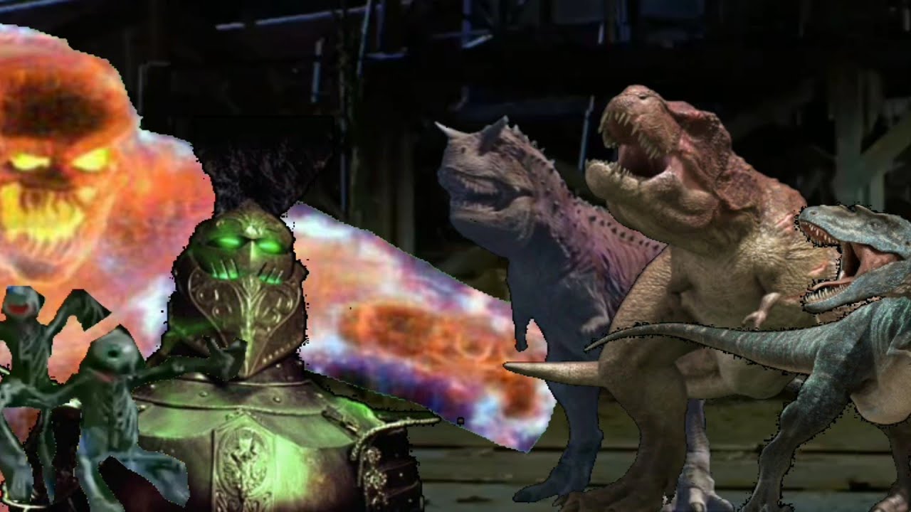 Black Knight Ghost 100,000 Volt Ghost and Skeletons vs Carnotaurus One ...