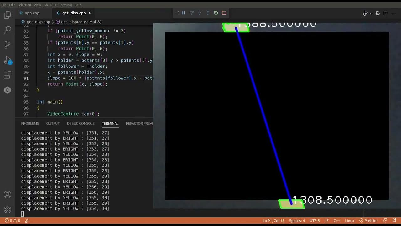 line detection by looking at edge (via opencv) - YouTube