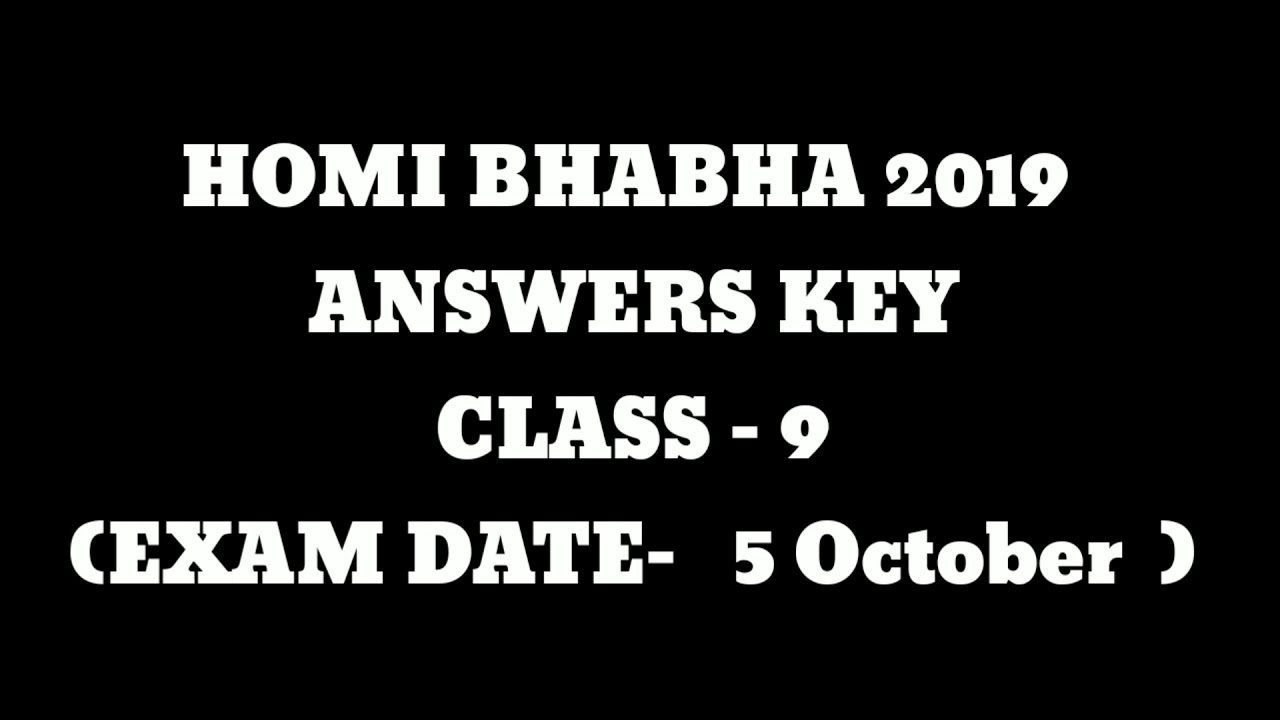 Homi bhabha 9th std exam answer key 2019 - YouTube
