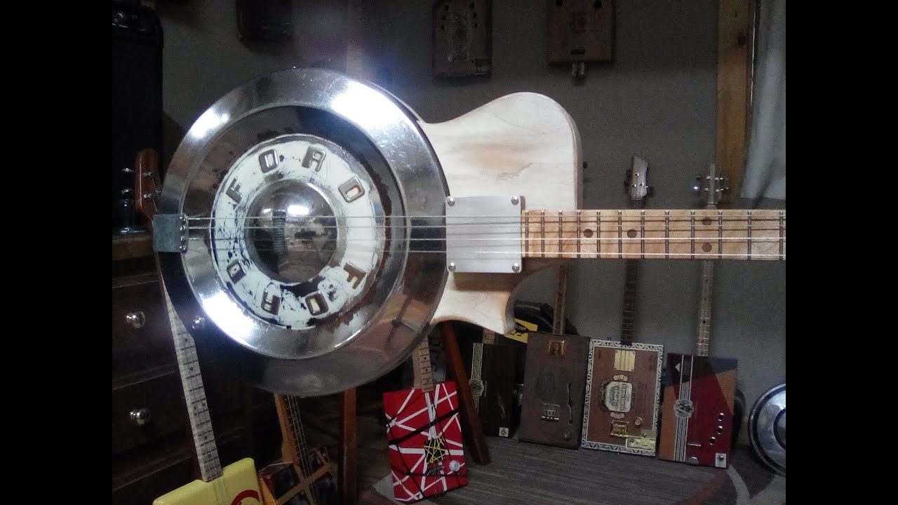 4 String Hubcap Guitar Build # 15 - YouTube