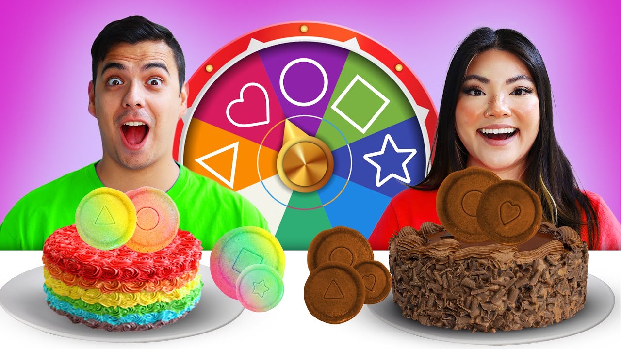 RAINBOW VS BLACK FOOD CHALLENGE | EATING ONLY ONE COLOR FOR 24 HOURS ...