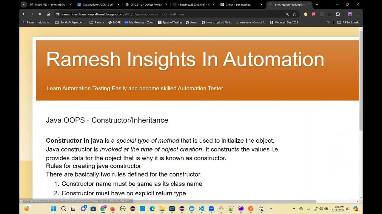 Corejava Oops Contructor Program Inheritance Theory May 17 2024 Mp4 Youtube