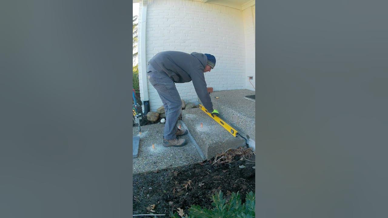 Front Door Steps Raised 4" to the Proper Height Using Polyurethane Foam!!!!! Concrete Leveling ...