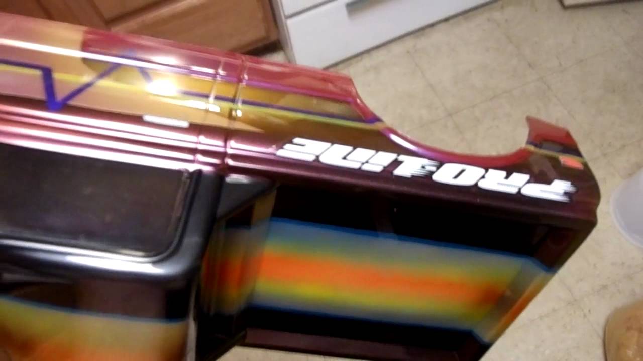 proline 76 c 10 lexan body with spaztix flip paint - YouTube