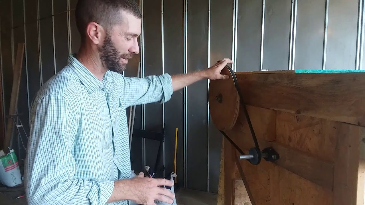 Homemade old fashioned bean sheller - YouTube
