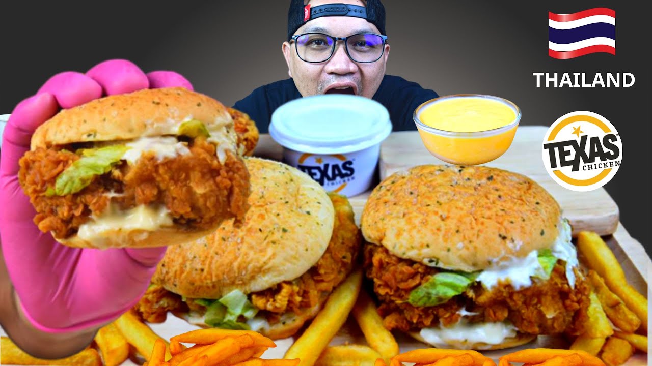 Asmr Eating Burger & Fried Chicken,Asmr mukbang - YouTube