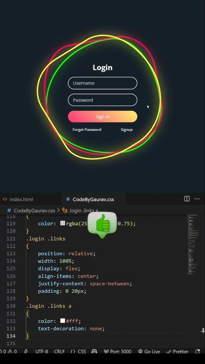 Animated Login Form Using HTML & CSS #webdevelopment #coding #animation #shorts - YouTube